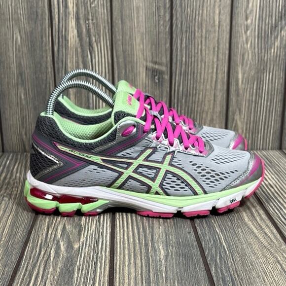 Asics | Shoes | Asics Gt00 Women Duomax Running Shoes Gray Lime Pink Sz ...